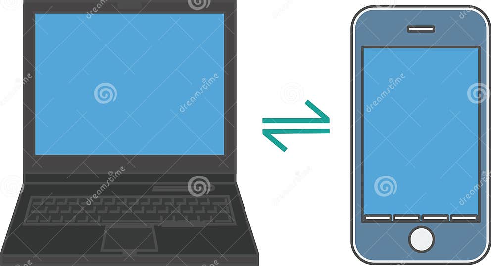 Vector Diagram of Data Transfer between Mobile Phone and Laptop Stock ...