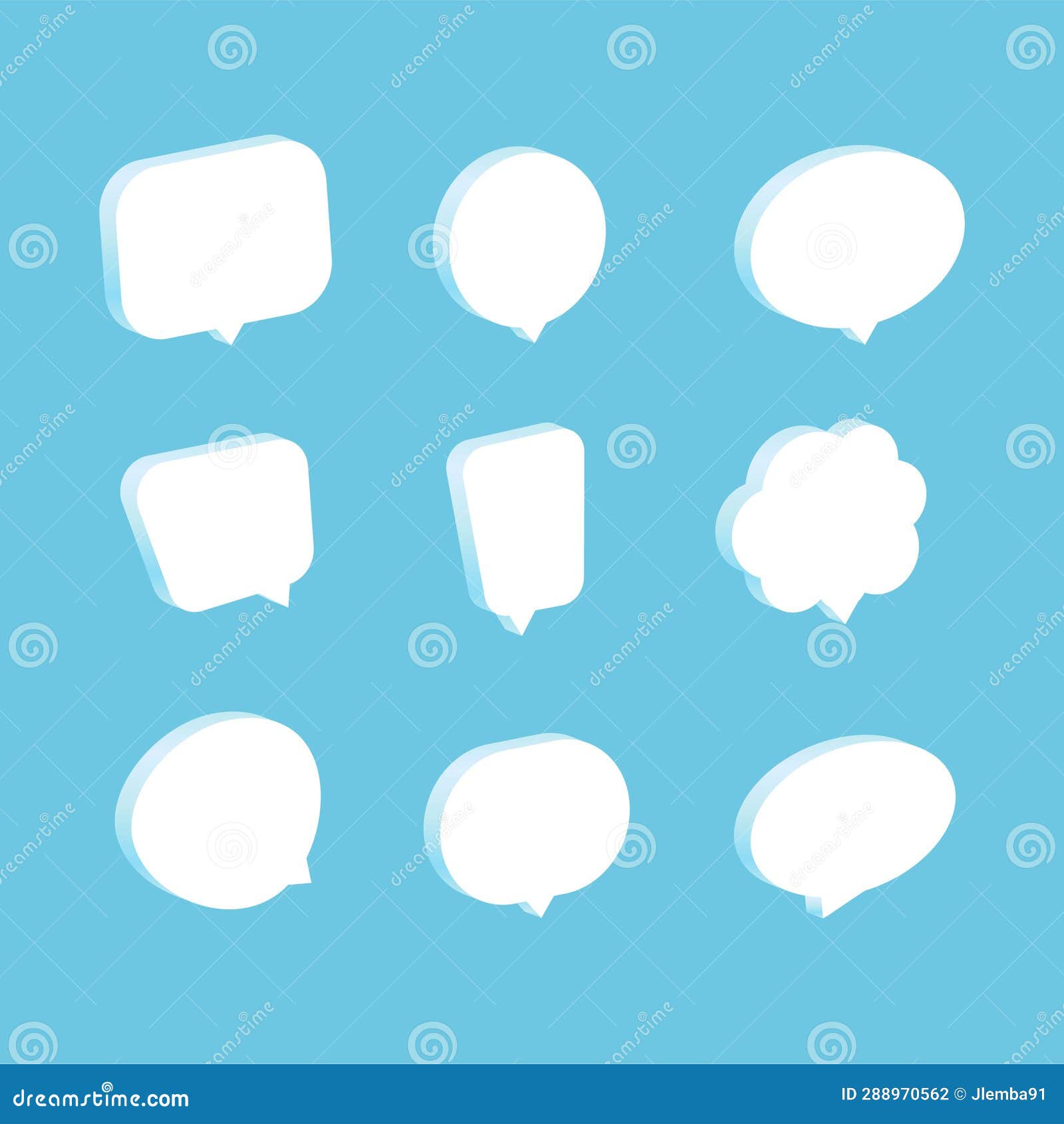 Vector Dialog Box Cloud Bubble Set Isolated on Blue Background. Stock ...