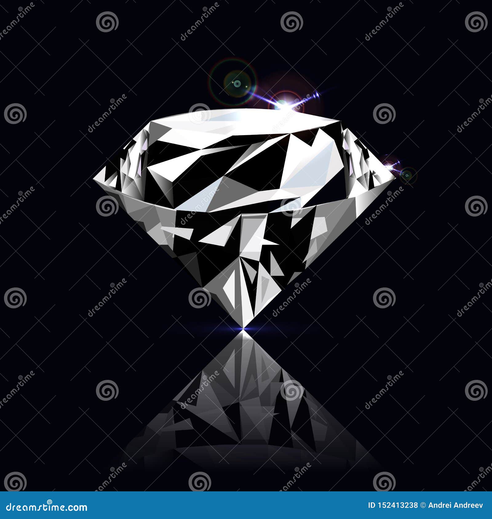 Vector Diamond on Black Background Stock Illustration - Illustration of ...