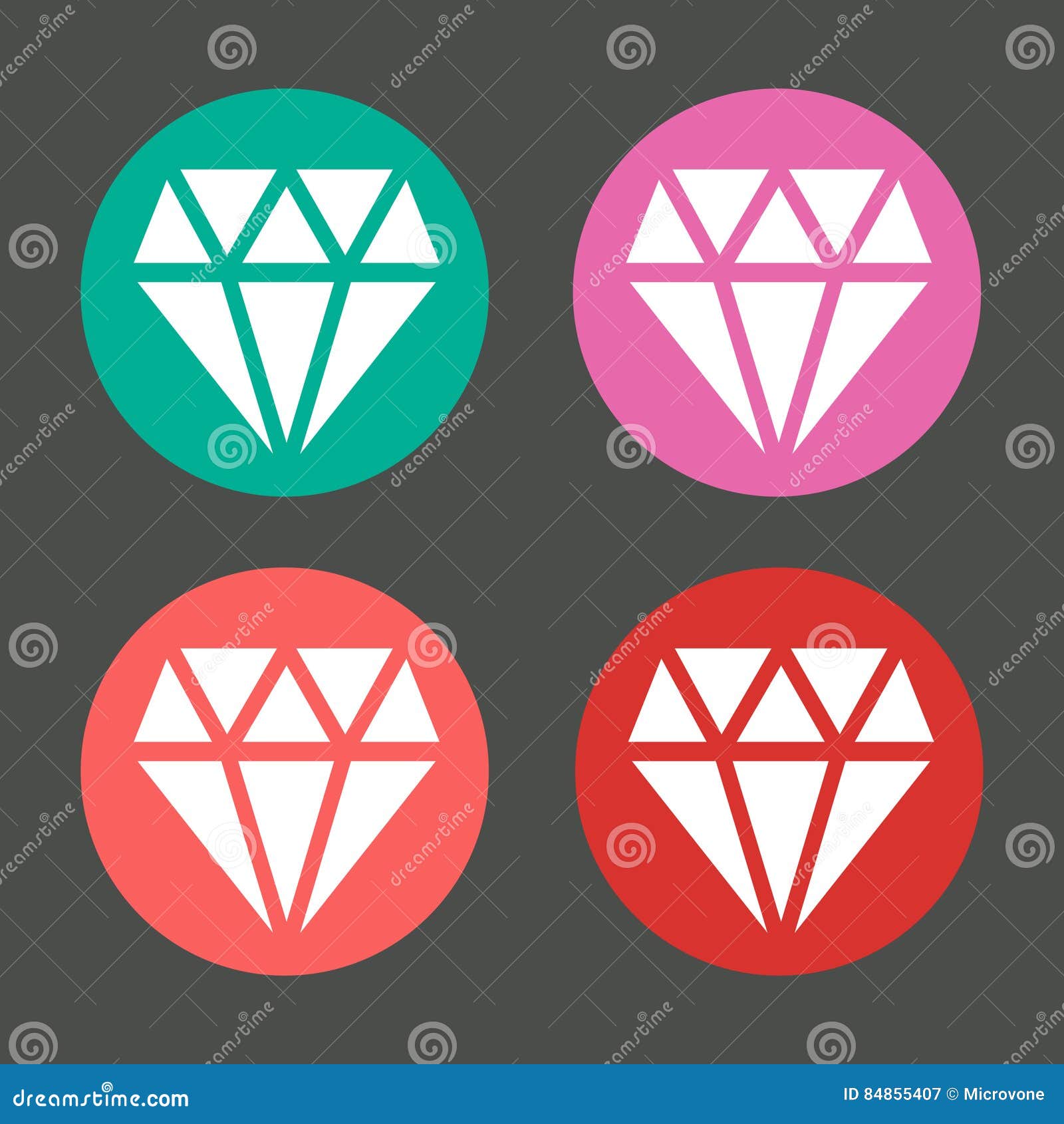 Vector Diamond in Colorful Circles Icons Set Stock Vector ...