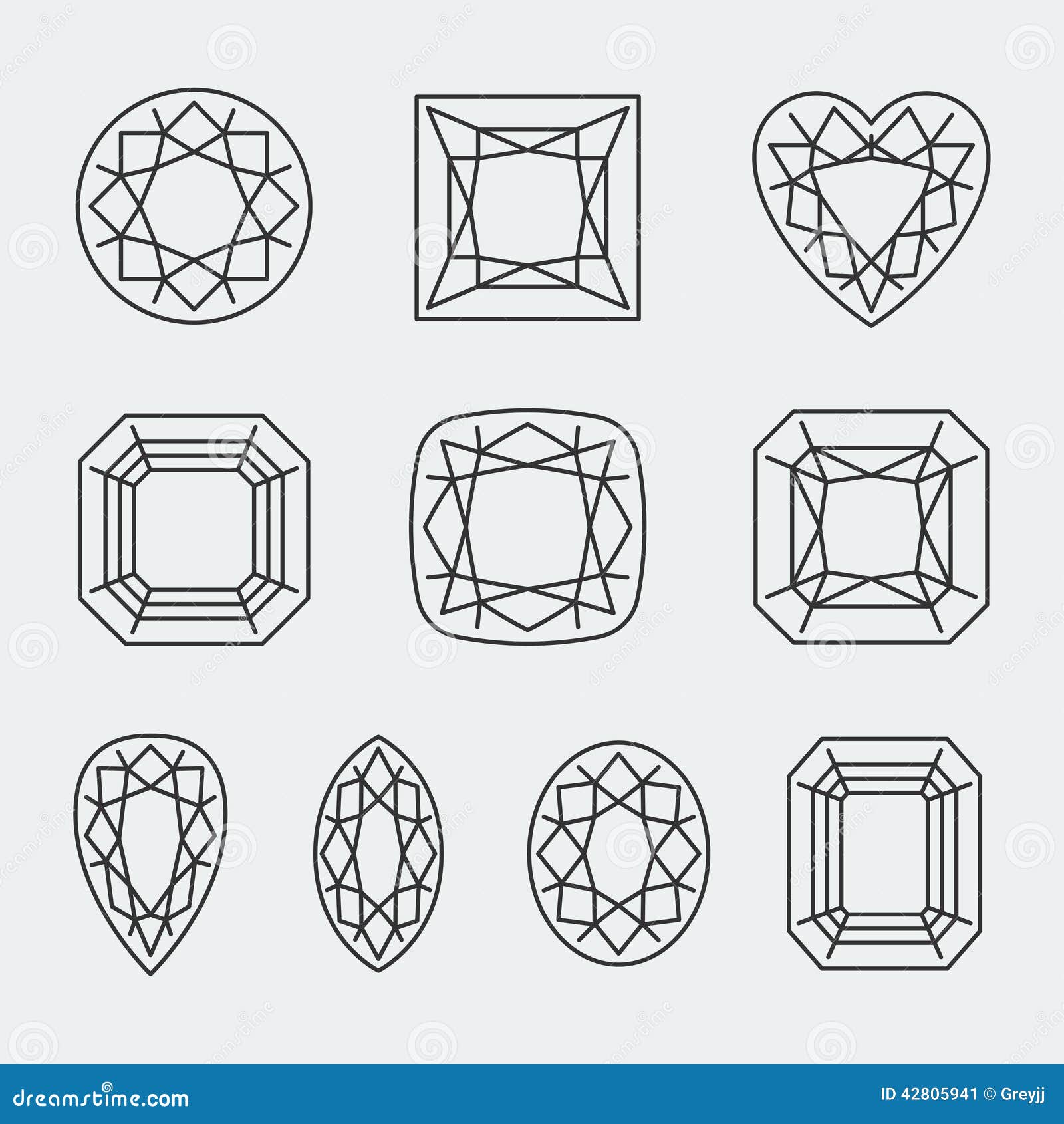 Vector diamond cuts icons stock vector. Illustration of form - 42805941