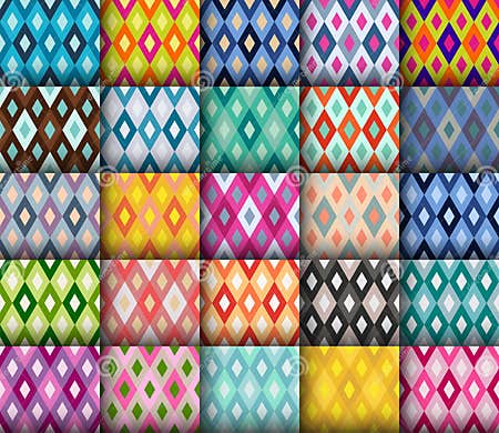 Vector Diamond Seamless Colourful Patterns Stock Vector - Illustration ...