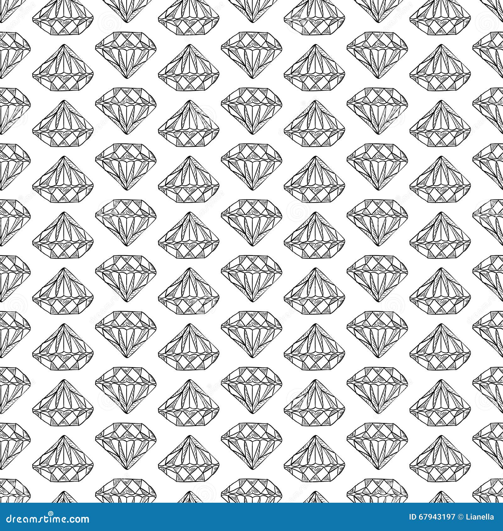 Vector Diamond Seamless Pattern Stock Vector - Illustration of doodle ...