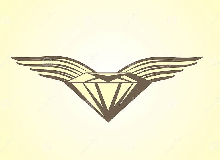 Vector Diamond with wings stock illustration. Illustration of sign ...