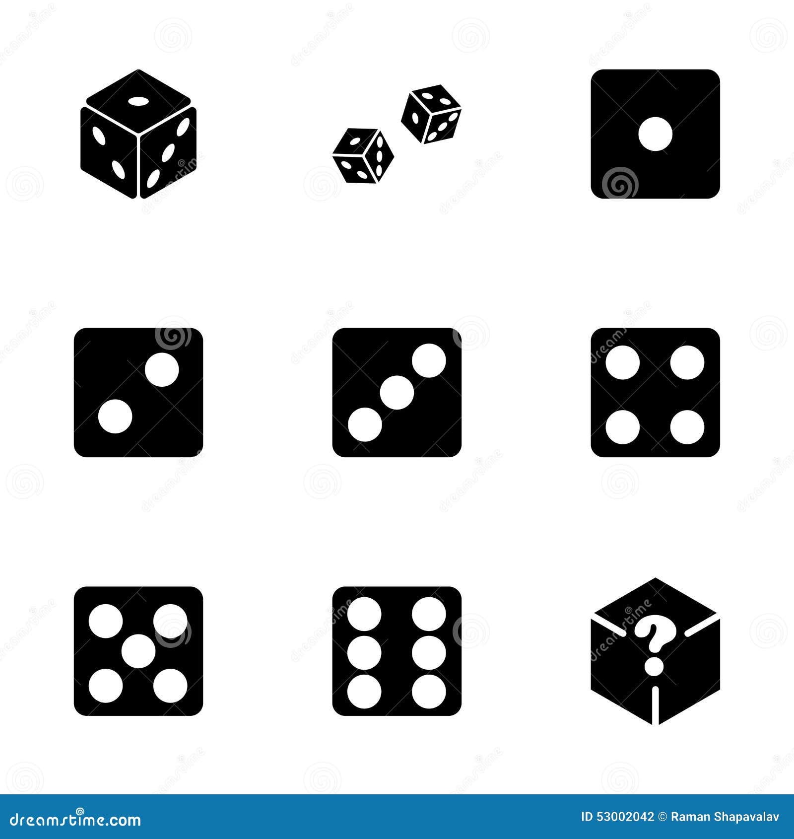 Set Of Dice Icon. Traditional Die With Six Faces Of Cube Marked With ...