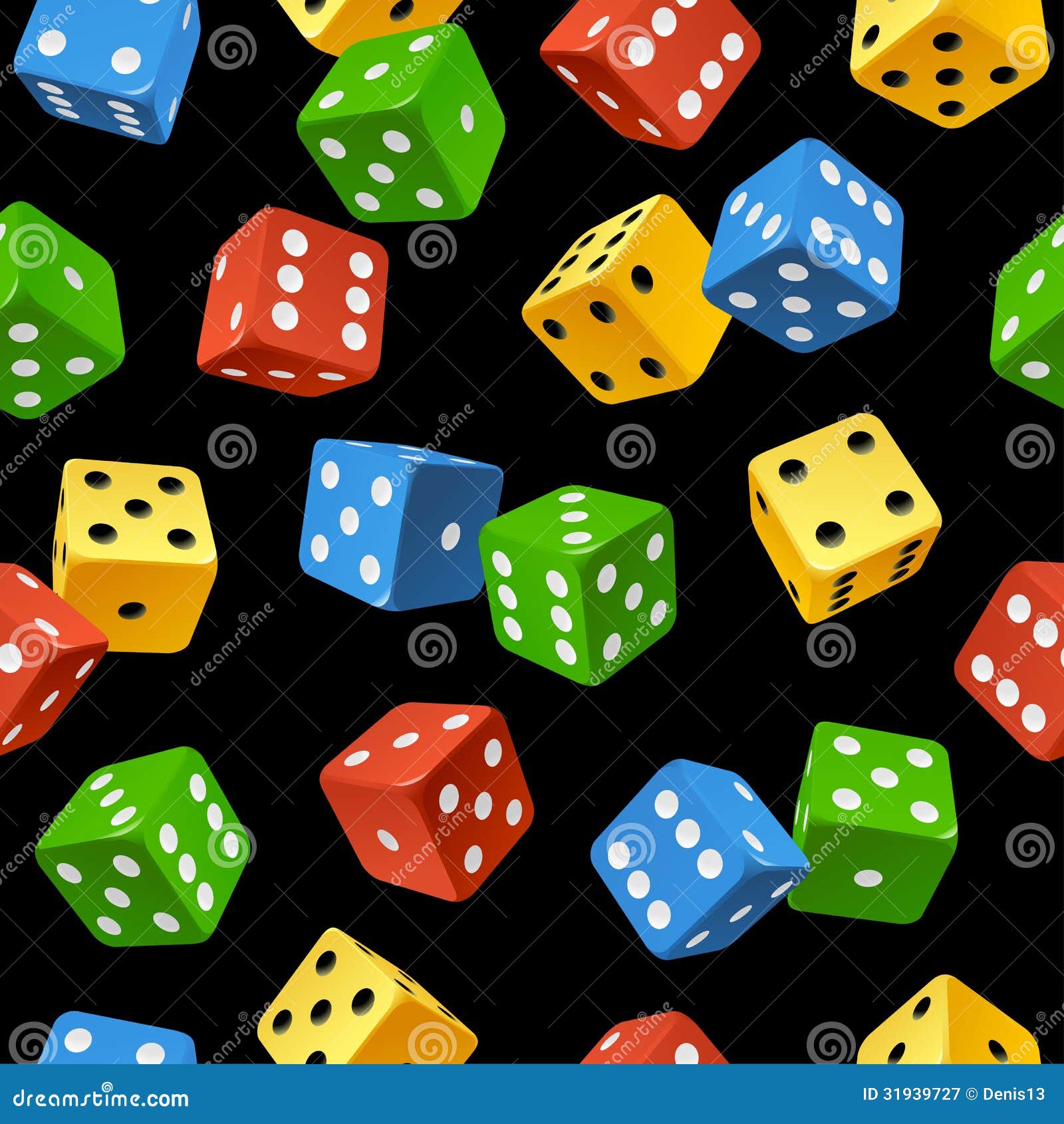 Vector Dice Seamless Pattern Isolated on White Bac Stock Vector ...