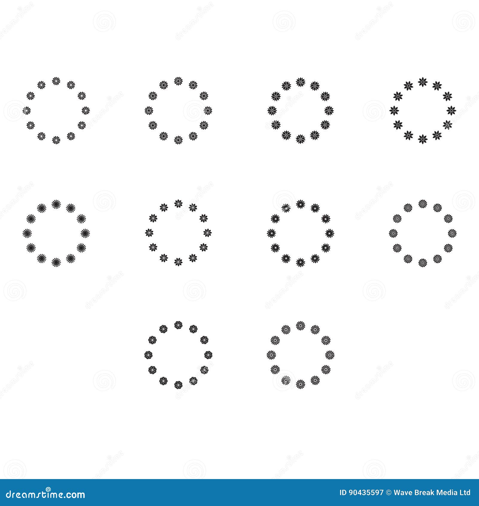 Vector Die Ikone Der Verschiedenen Form Einen Kreis Bildend Vektor ...