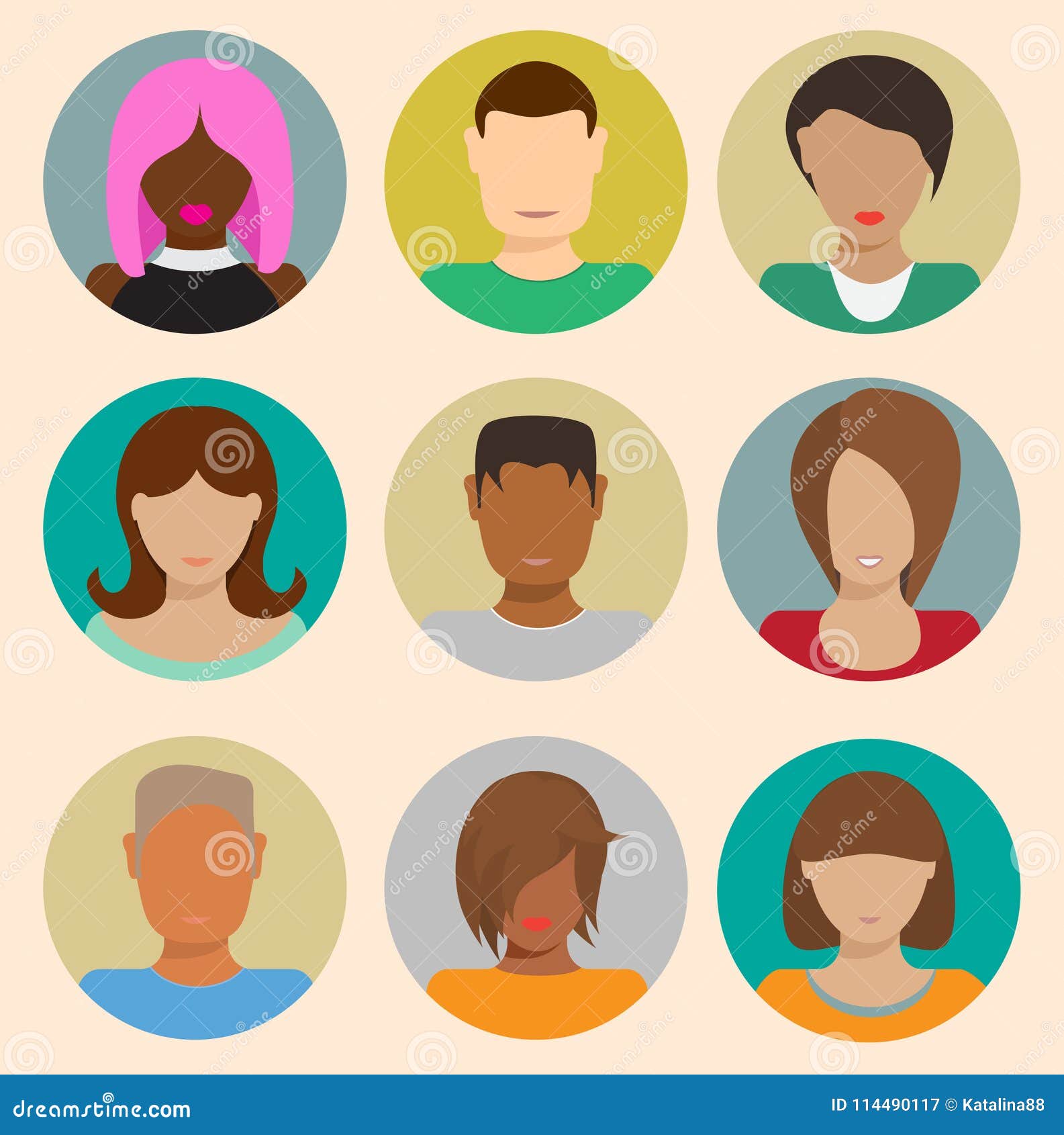 Vector avatars stock vector. Illustration of hairstyle - 114490117