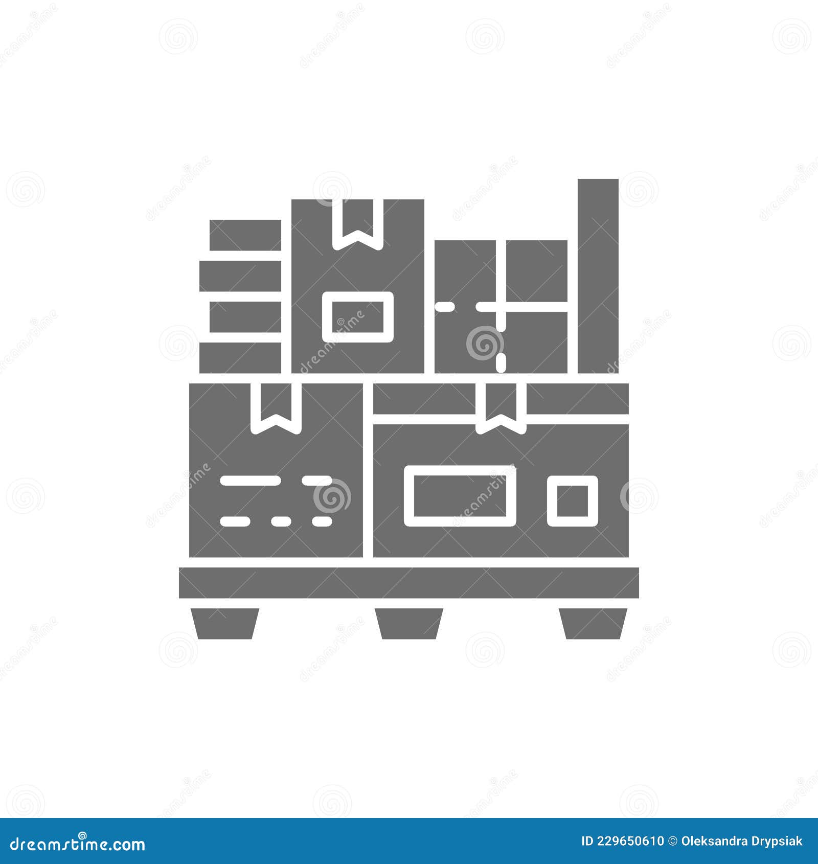 Vector Different Boxes on Pallets Grey Icon. Stock Vector ...