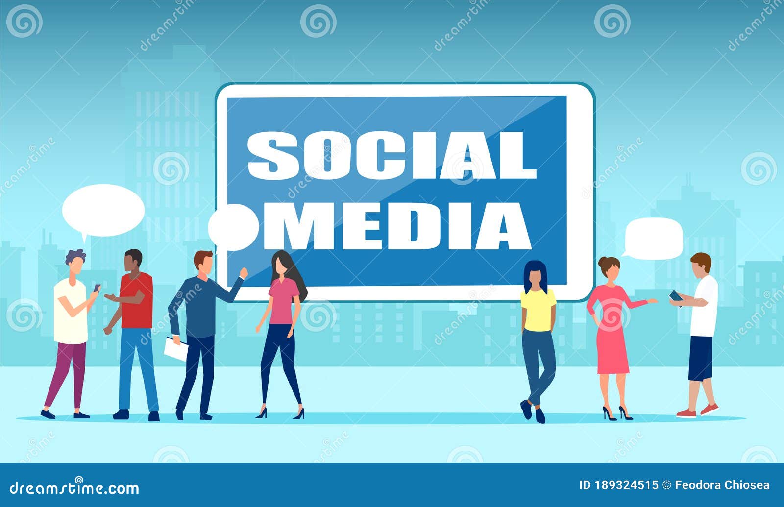 Vector of Different People Communicating Together Via Social Media ...