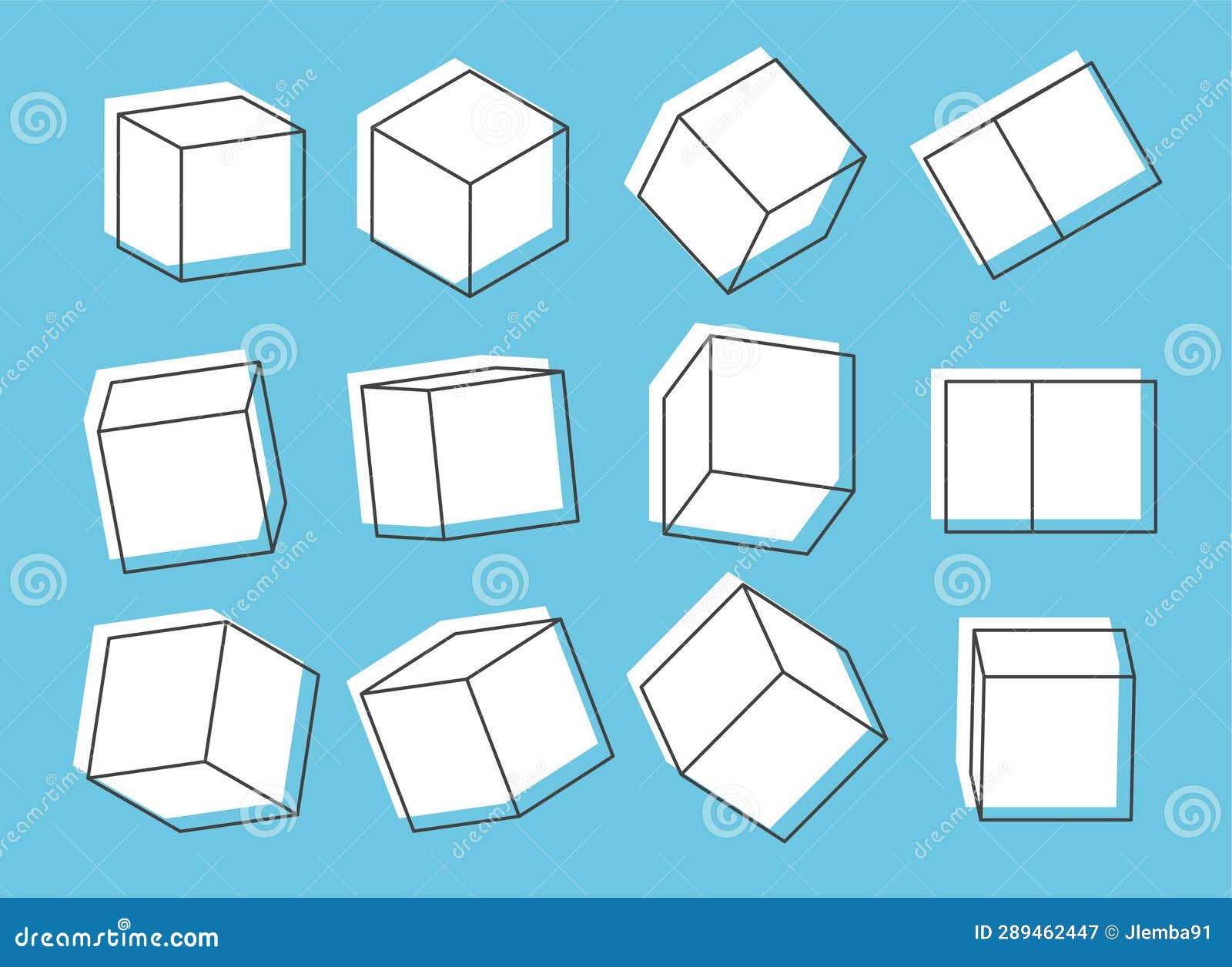 Vector Different Position Outline Cubes. Stock Vector - Illustration of ...
