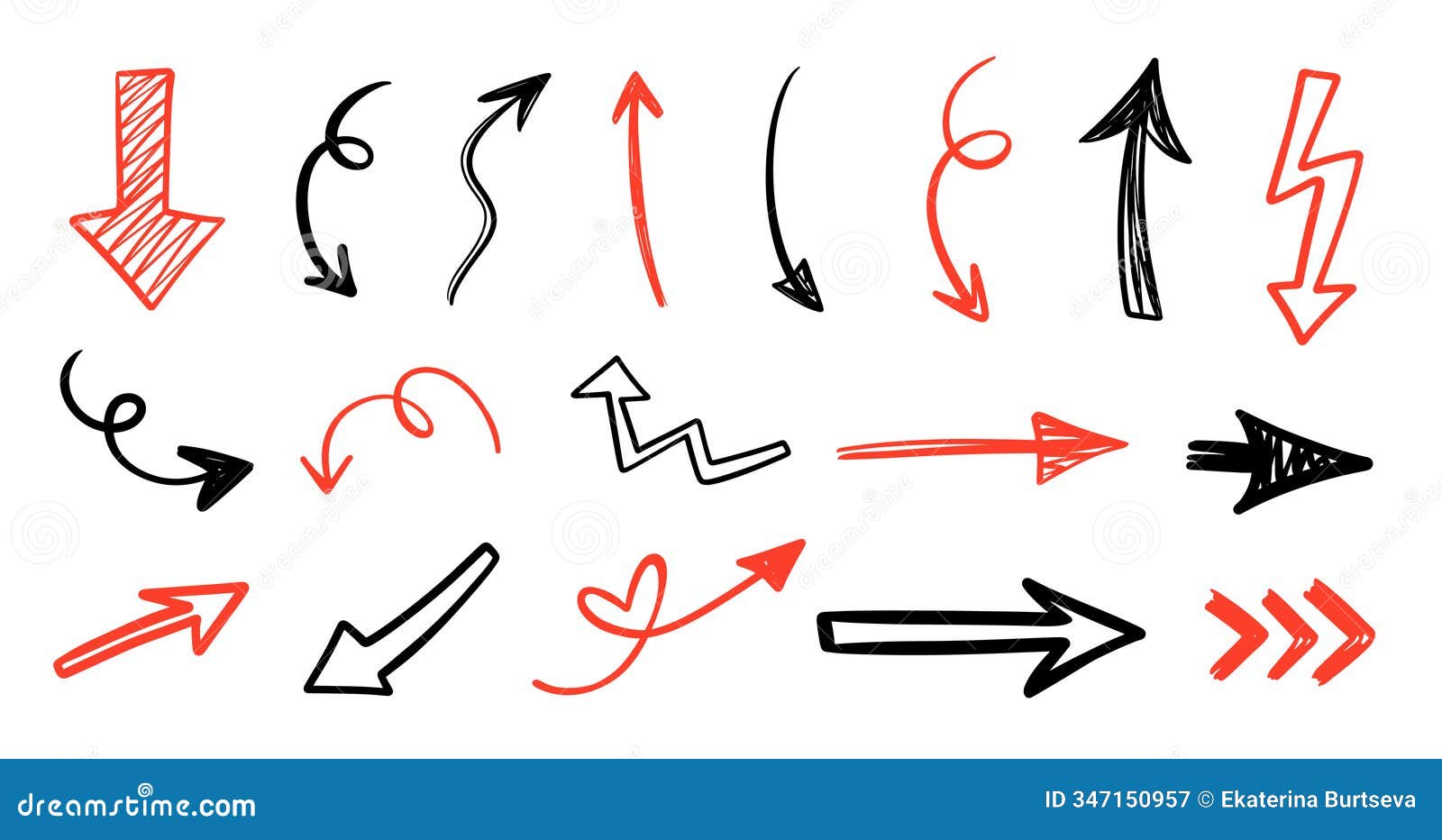 Vector Different Scribbles Arrows Marks Icons Set. Stock Illustration ...