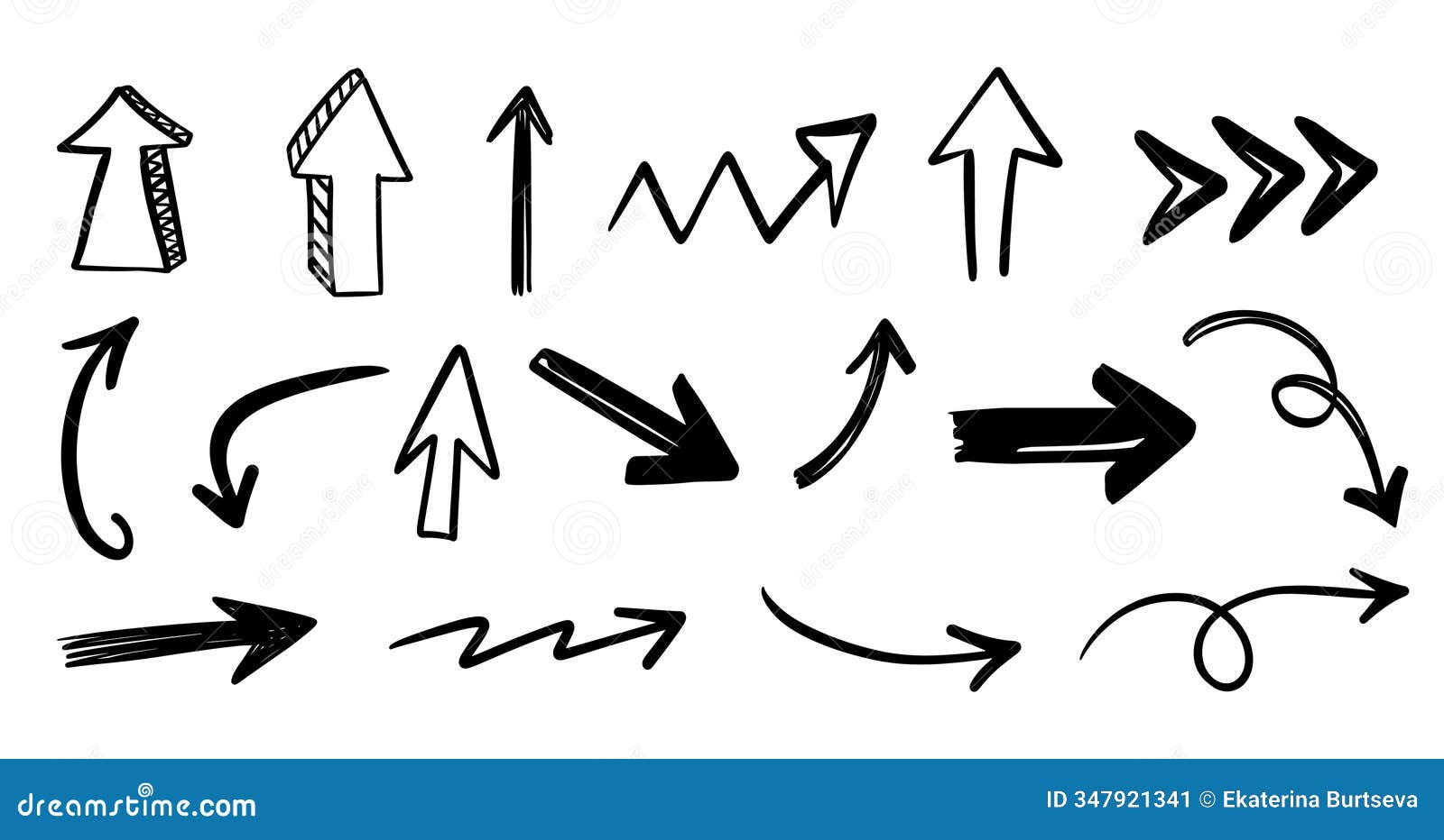 Vector Different Scribbles Arrows Marks Icons Set. Stock Illustration ...