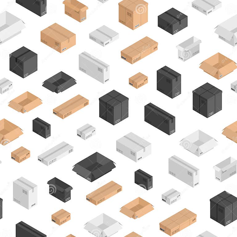 Vector Different Size Isometric Boxes Pattern or Background. Shipping ...