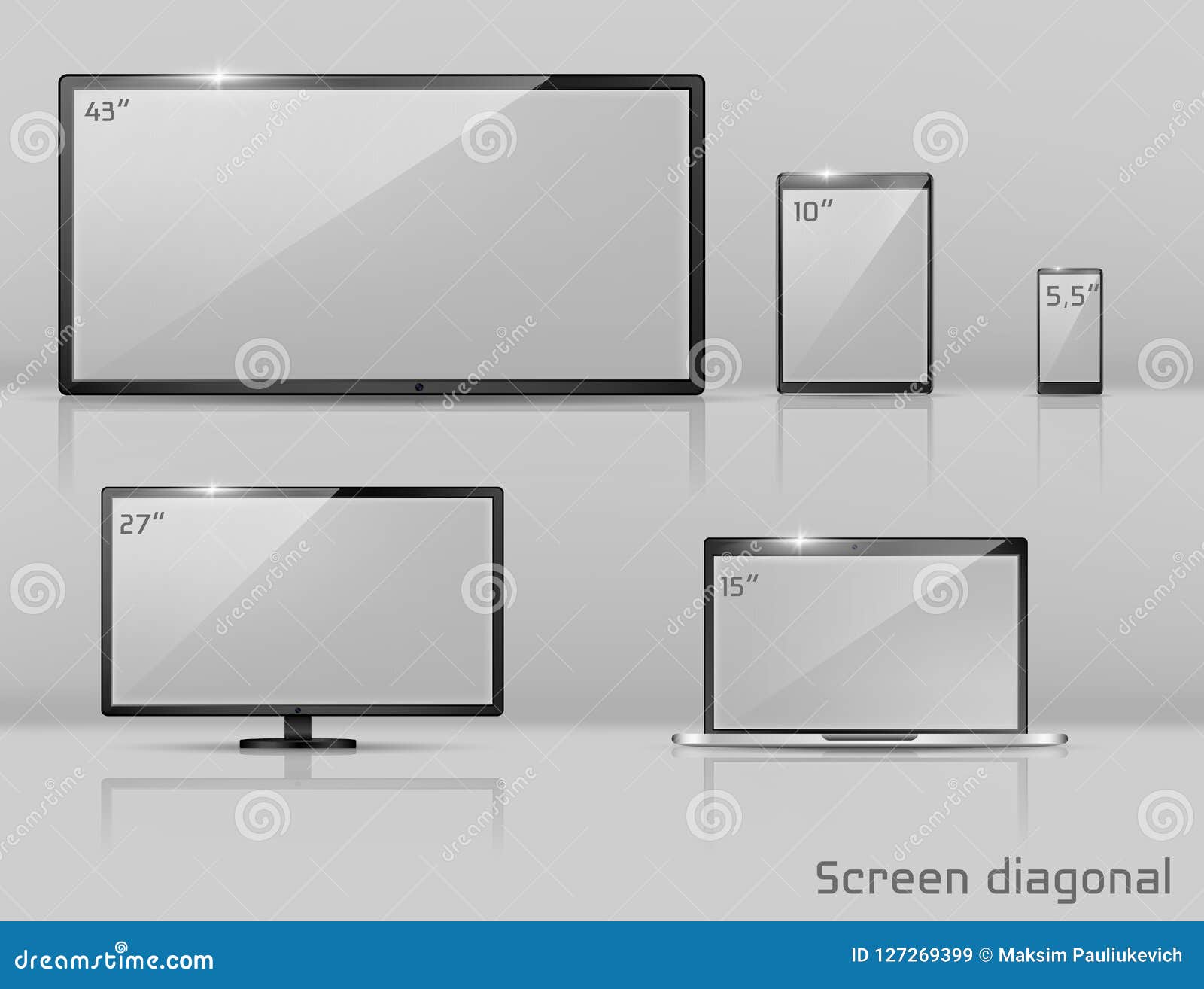 Vector Different Sizes of Screens - Notebook, Smartphone, TV. Stock ...
