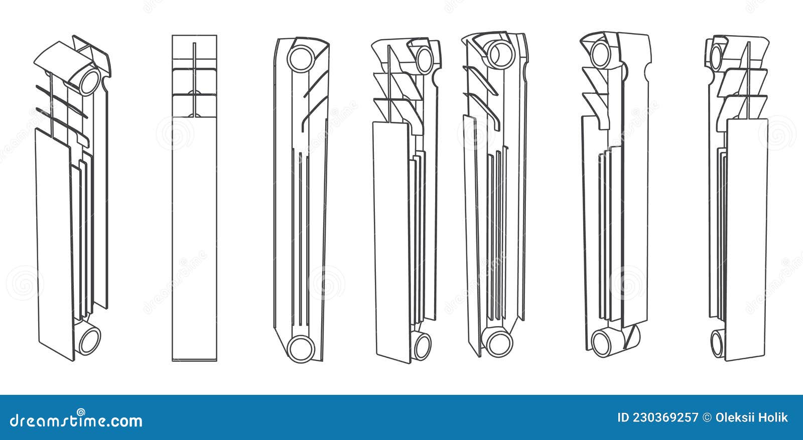Vector Different View of the Heating Radiator Section Stock Vector ...