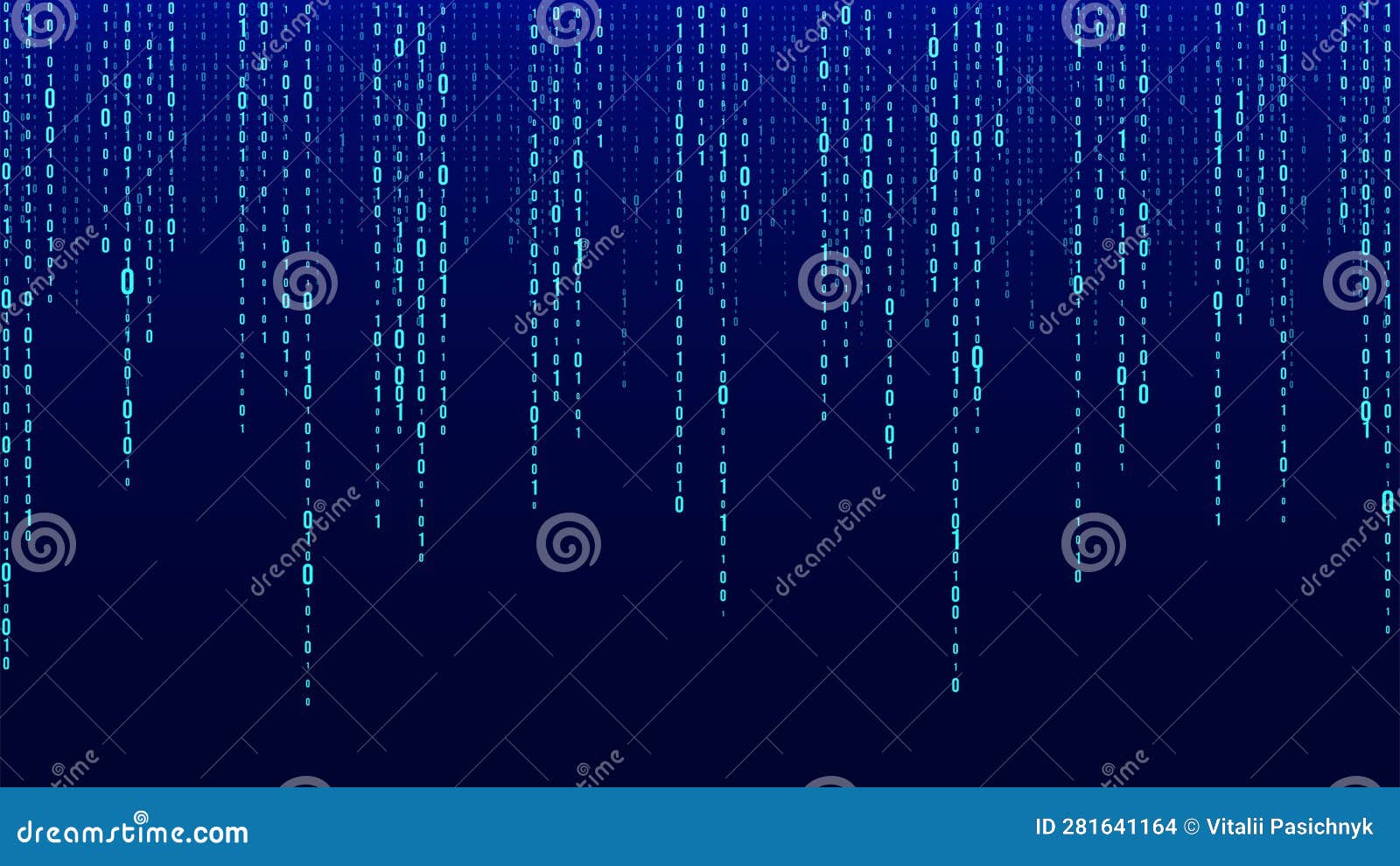 Vector Digital Blue Background Of Streaming Binary Code Matrix Background With Numbers 10