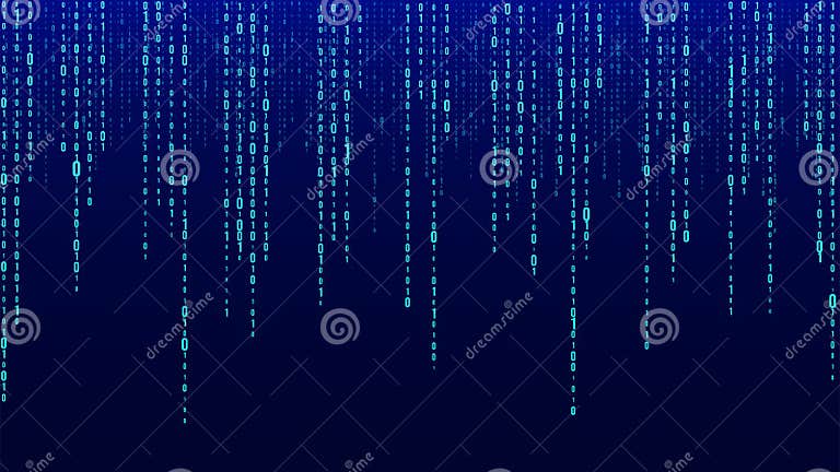 Vector Digital Blue Background Of Streaming Binary Code Matrix Background With Numbers 10