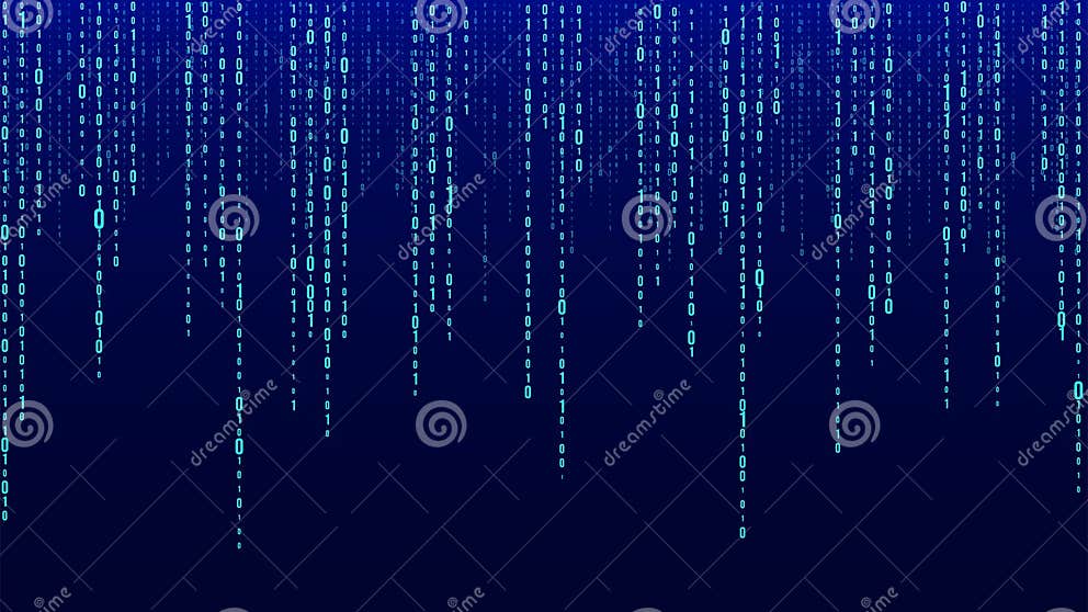 Vector Digital Blue Background Of Streaming Binary Code Matrix Background With Numbers 10