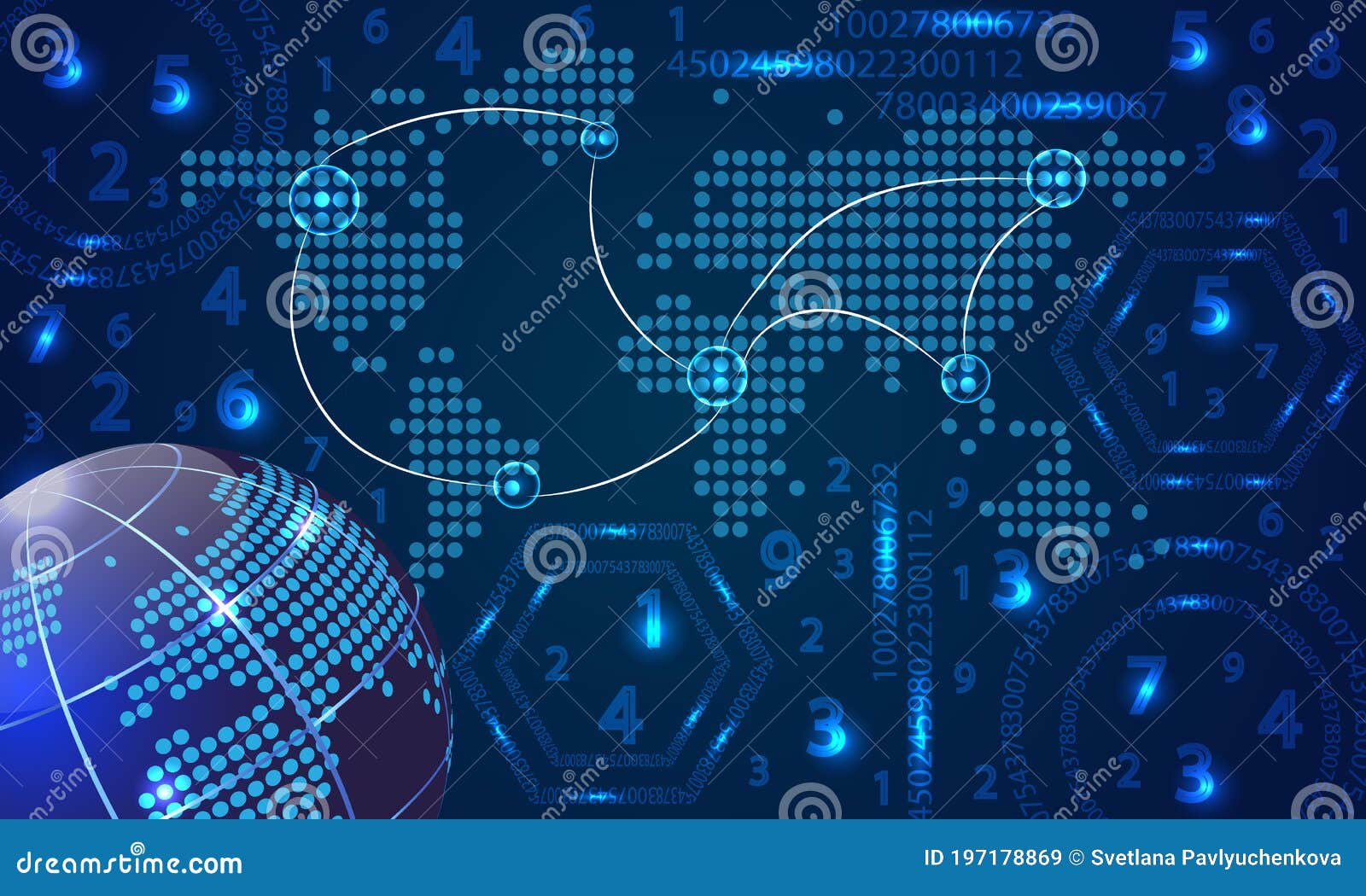 Vector Digital Business Geographic Background with Globe Image, World ...