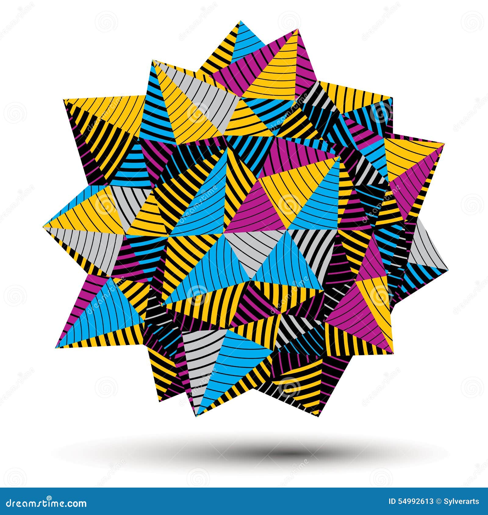 Vector Digital 3d Striped Abstraction, Geometric Polygonal Element ...