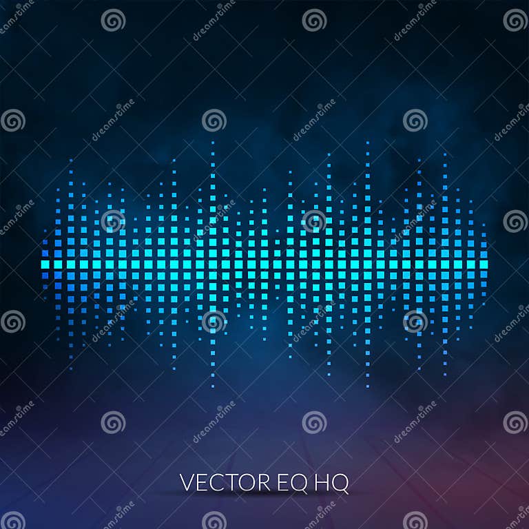 Vector Digital Equalizer with Colored Lights and Smoky Background. Vector Illustration Can Be ...