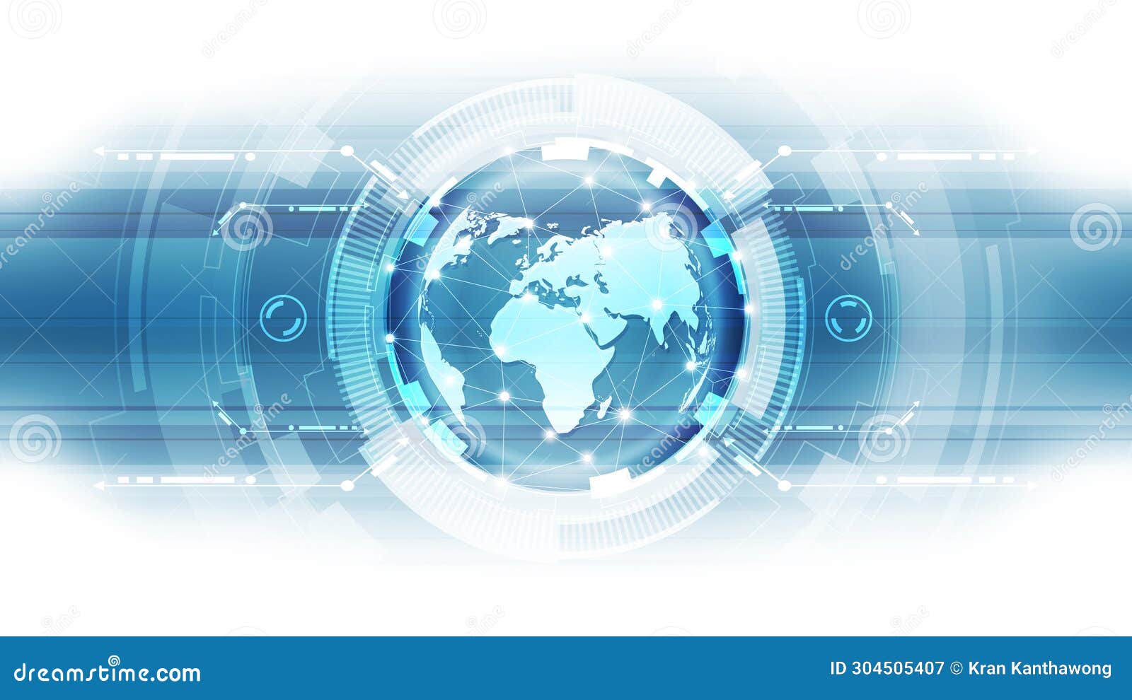 Abstract Global Technology Concept on Blue Background, Vector ...
