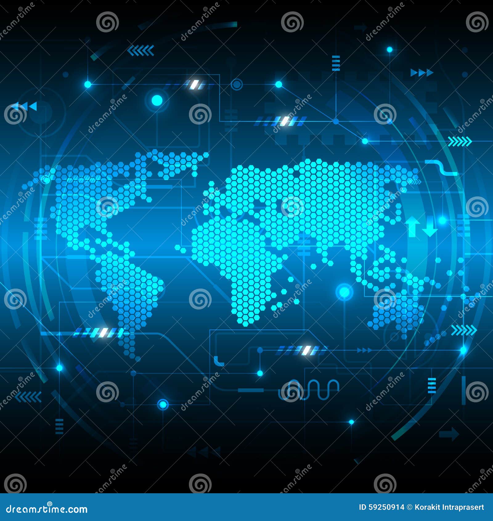 Vector Digital Global Technology Concept Stock Vector - Illustration of ...