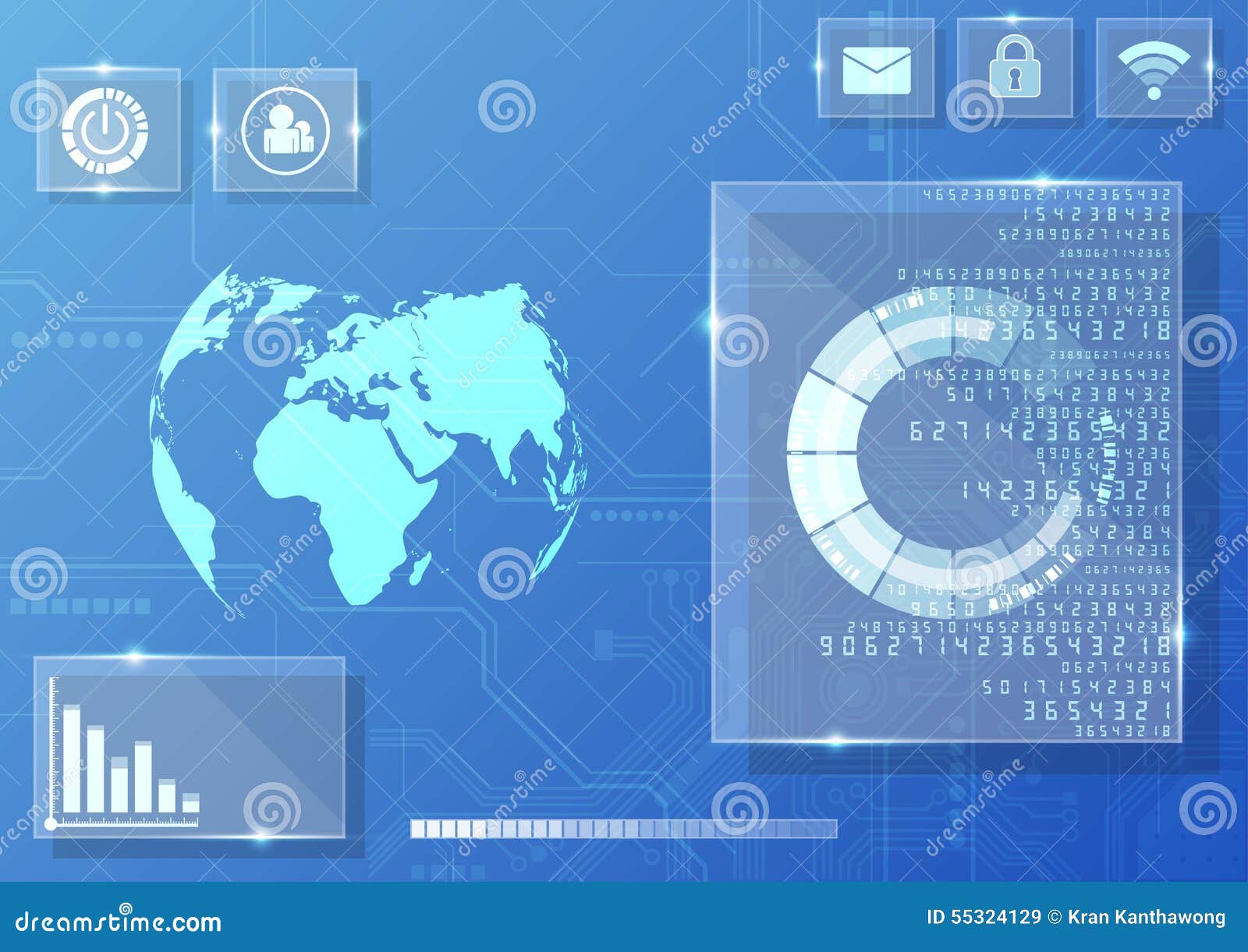 Vector Digital Global Technology Interface, Abstract Background Stock ...