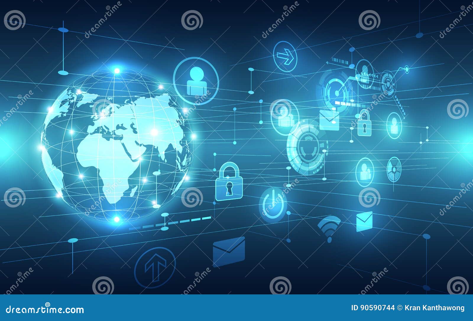Vector Digital Global Technology Interface, Abstract Background Stock ...