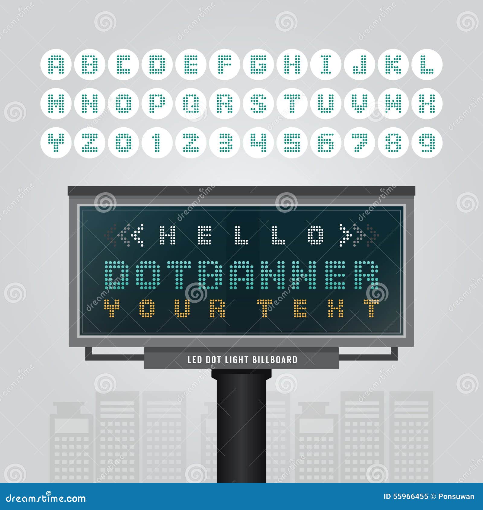 Vector Digital Led Billboard Sign,dot Signboard, Modern Banner W Stock ...