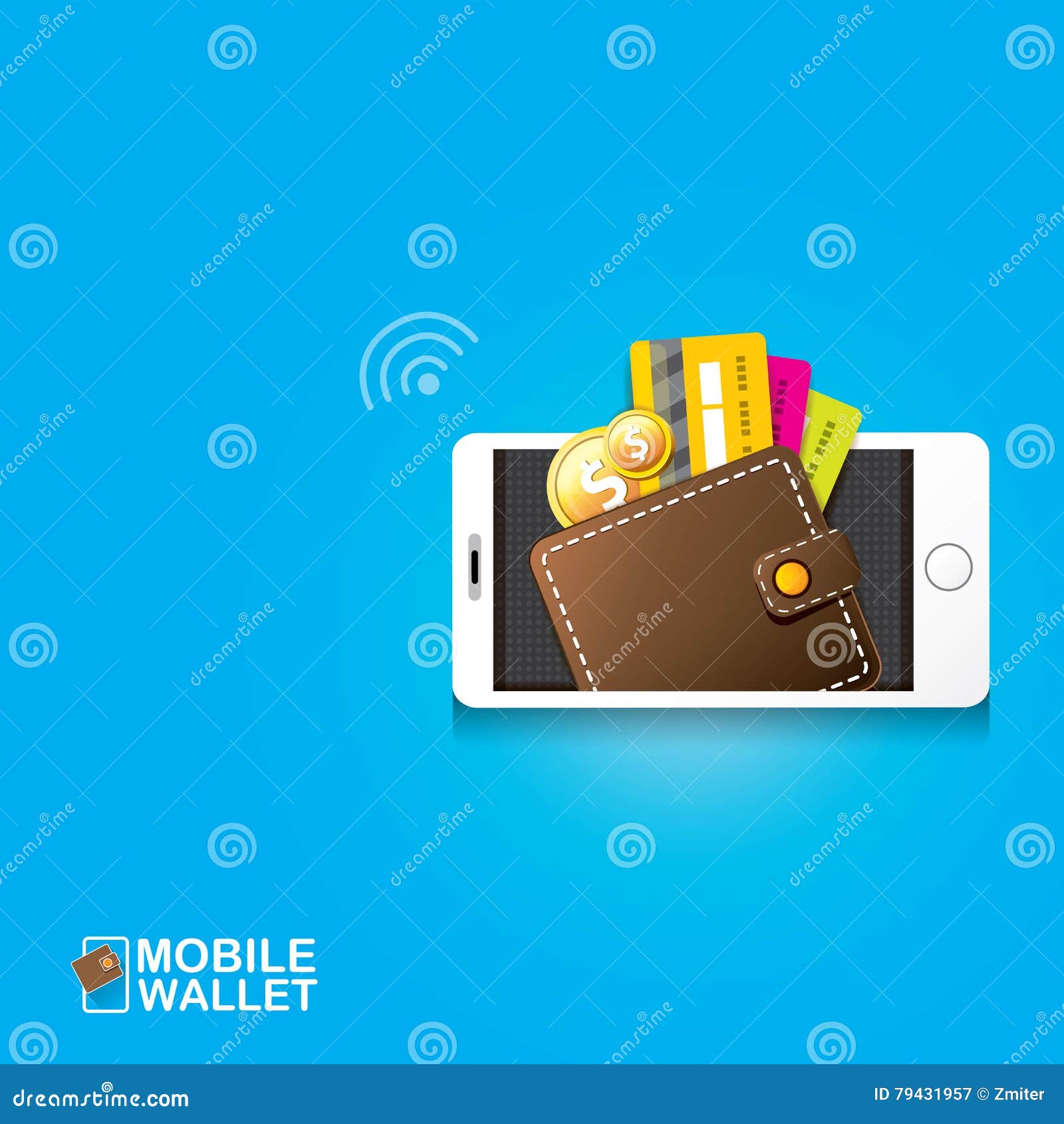 Vector Digital Mobile Wallet Vector Concept Icon. Stock Vector ...