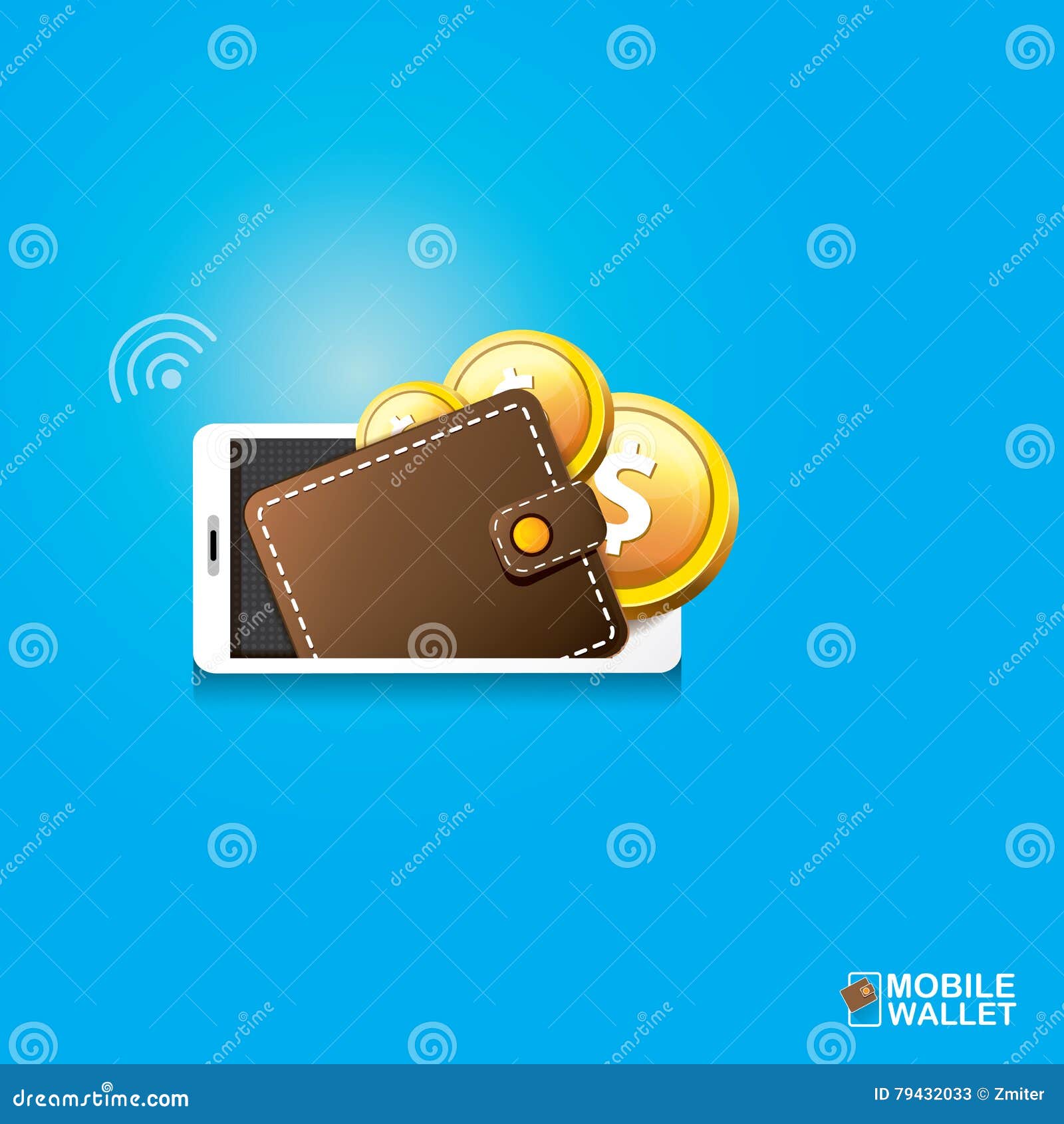 Vector Digital Mobile Wallet Vector Concept Icon. Stock Vector ...