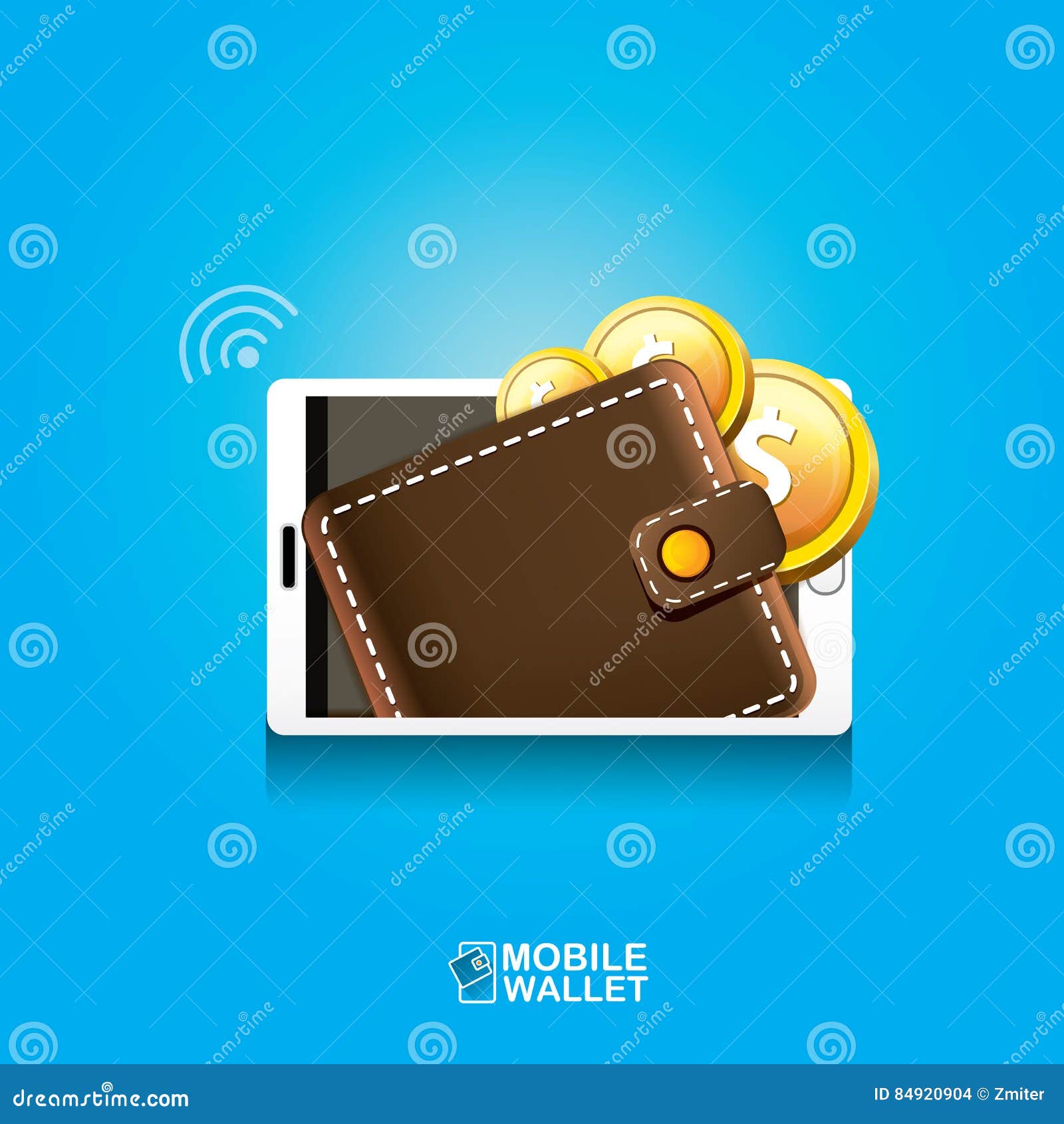 Vector Digital Mobile Wallet Vector Concept Icon. Stock Vector ...