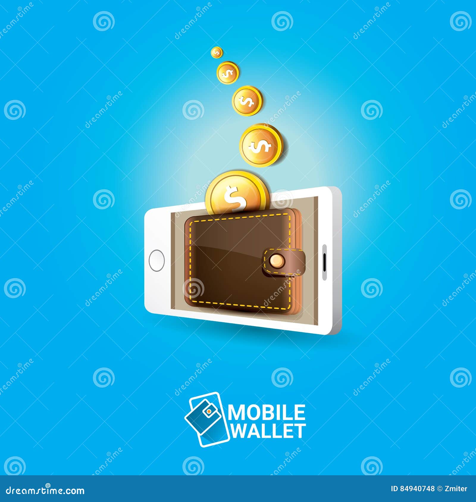 Vector Digital Mobile Wallet Vector Concept Icon. Stock Vector ...