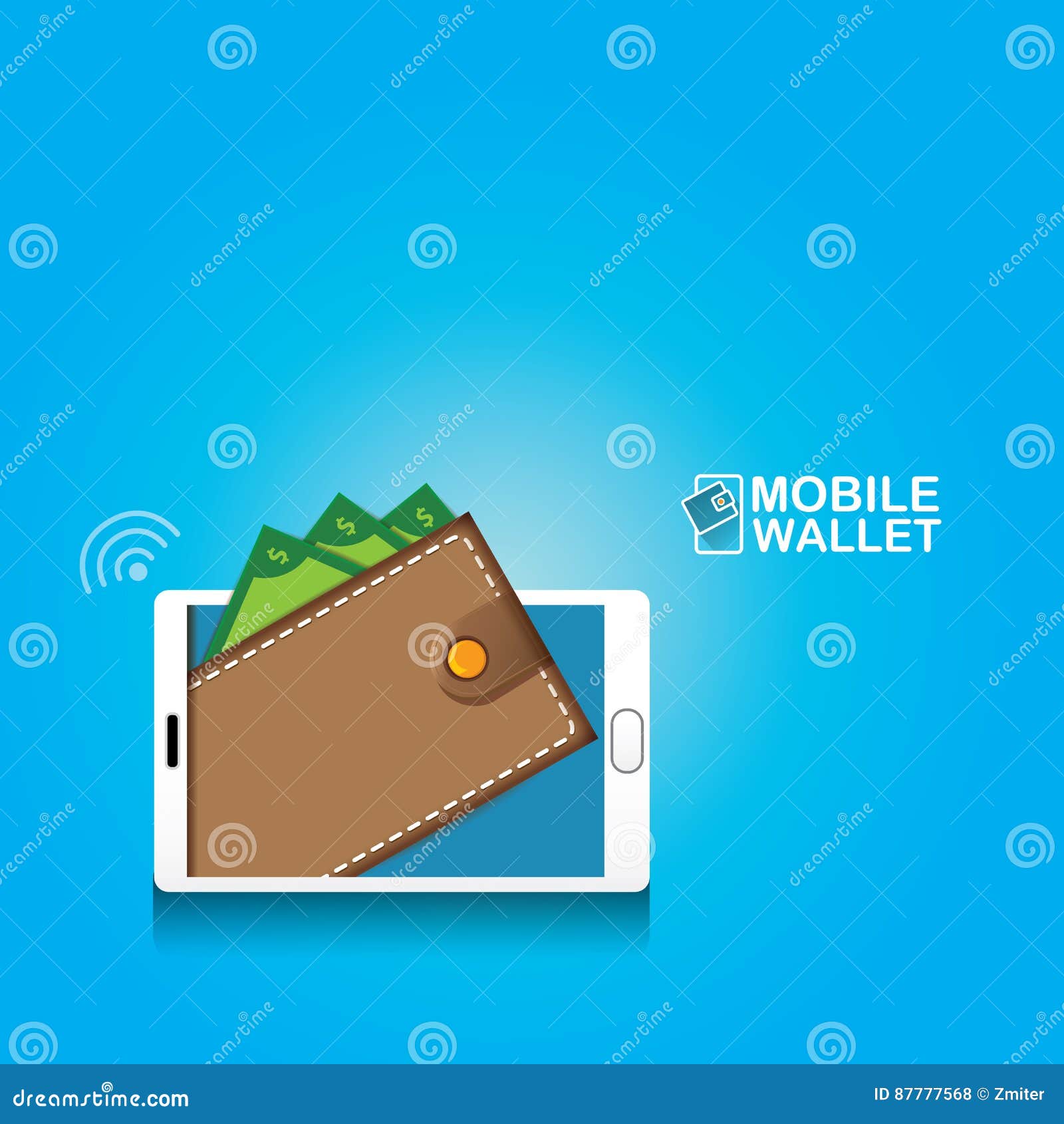 Vector Digital Mobile Wallet Vector Concept Icon. Stock Vector ...