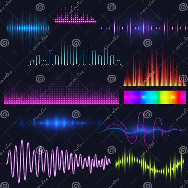 Vector Digital Music Equalizer Audio Waves Design Template Audio Signal ...