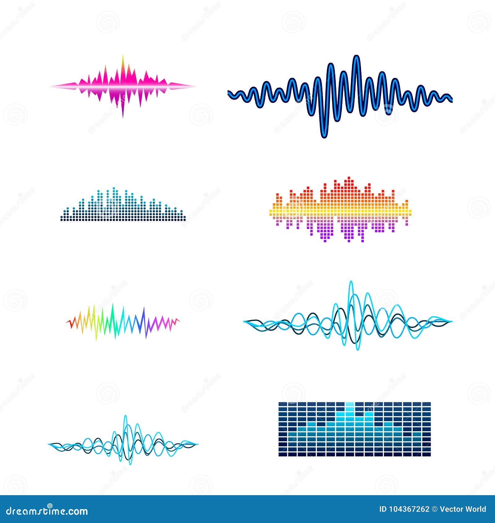 Vector Digital Music Equalizer Audio Waves Design Template Audio Signal ...
