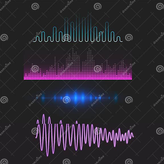 Vector Digital Music Equalizer Audio Waves Design Template Audio Signal ...