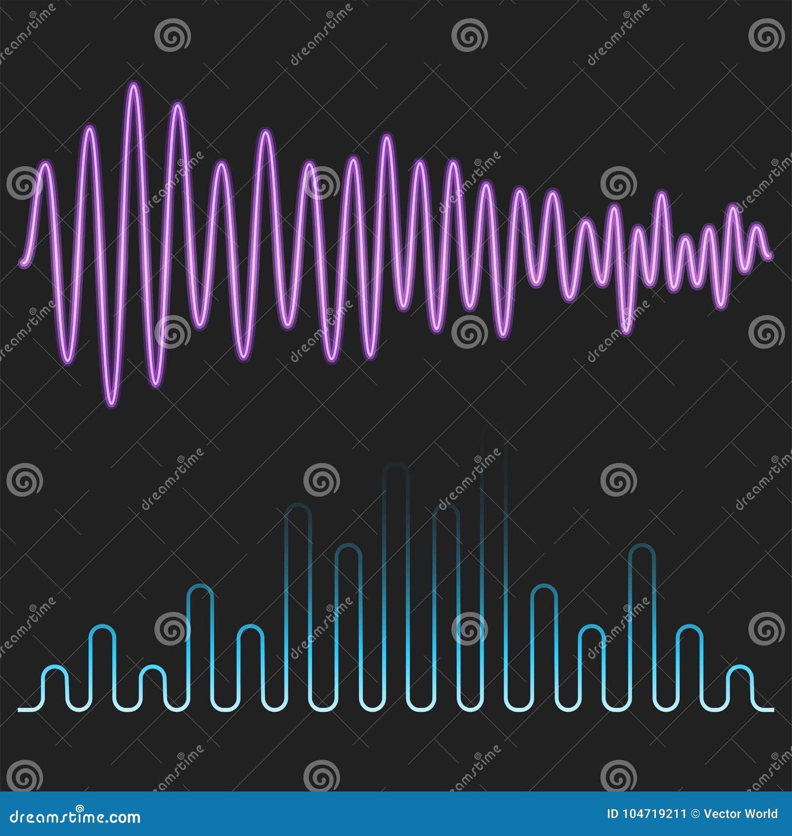 Vector Digital Music Equalizer Audio Waves Design Template Audio Signal ...