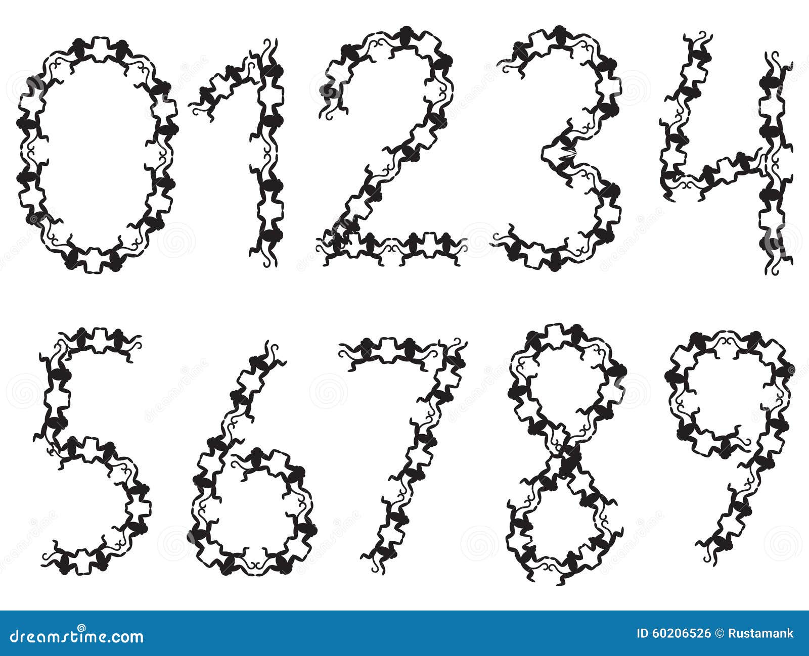 Vector Digits, Numerals Created In 8 Bit Style. Pixel Art Number ...