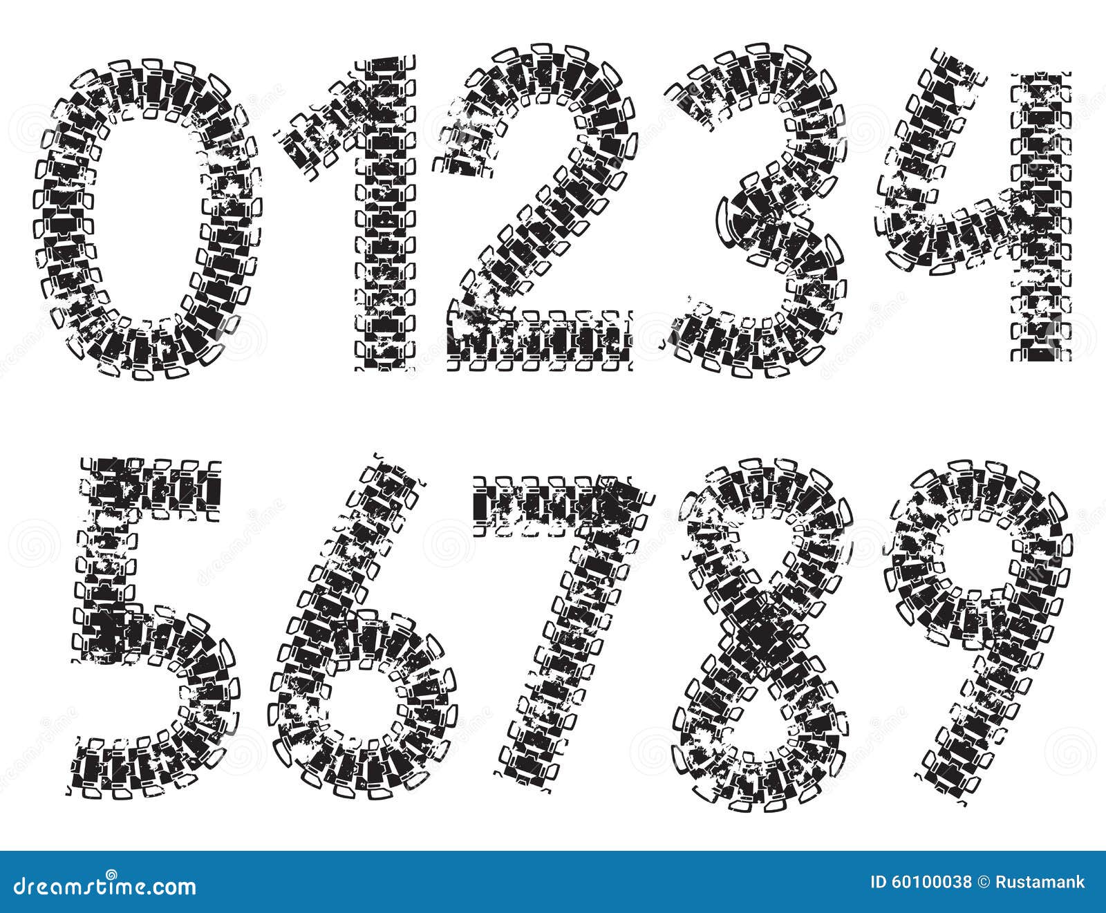 Vector Digits Made From Tank And Tractor Tracks | CartoonDealer.com ...
