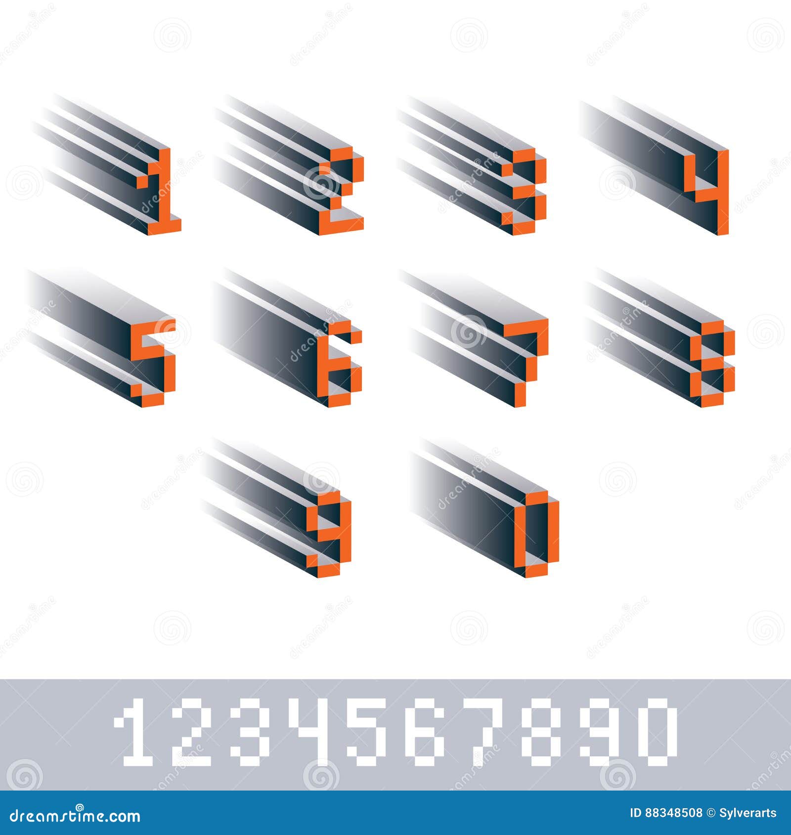 Vector Digits, Numerals Created In 8 Bit Style. Pixel Art Number ...