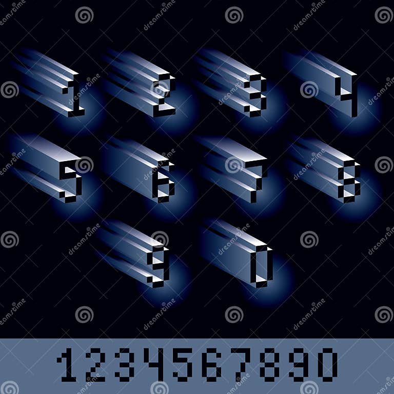 Vector Digits, Numerals Created in 8 Bit Style. Pixel Art Number Stock ...