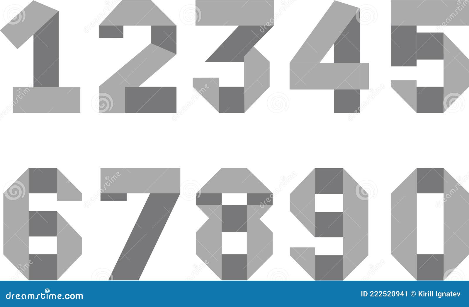 Vector Digits of Simple Font Origami Style Stock Vector - Illustration ...