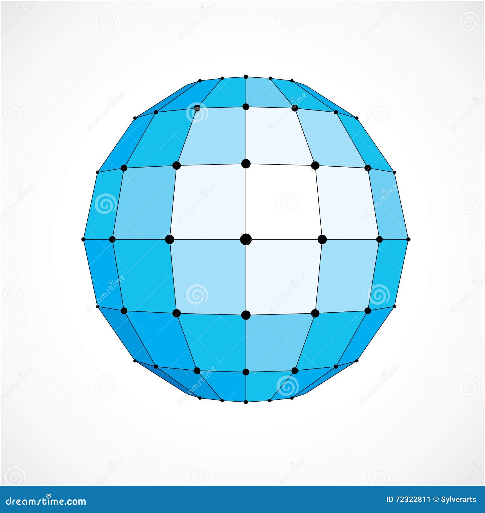 Vector Dimensional Wireframe Low Poly Object, Spherical Blue Facet ...