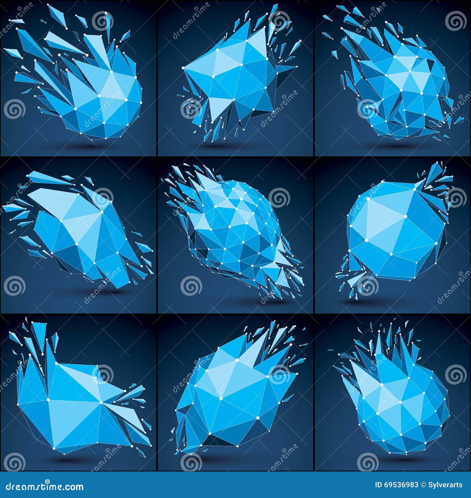 Vector Dimensionale Wireframe Lichtende Objecten Inzameling Met Vector ...