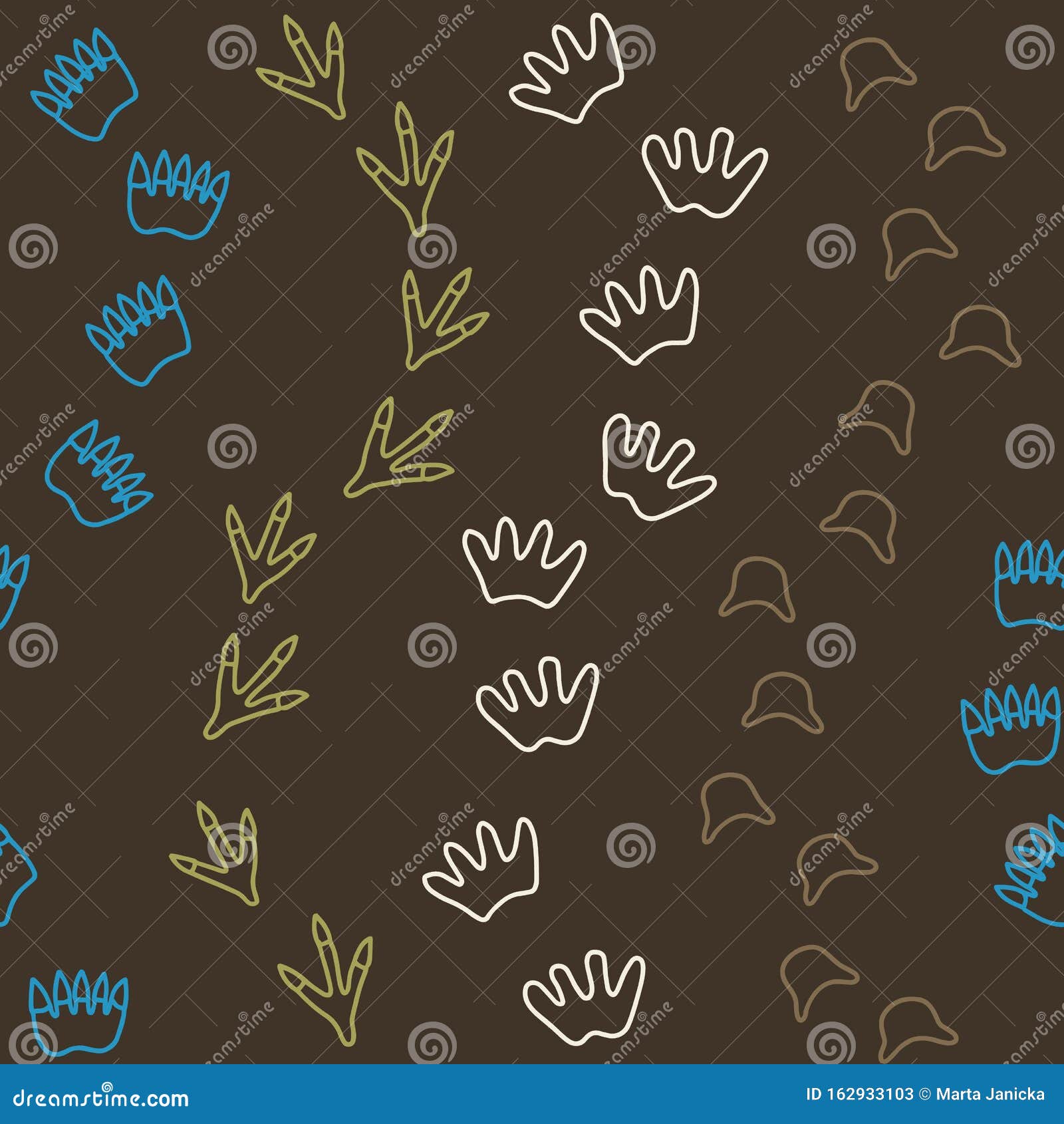 Vector Dino Seamless Pattern in Brown Stock Vector - Illustration of ...