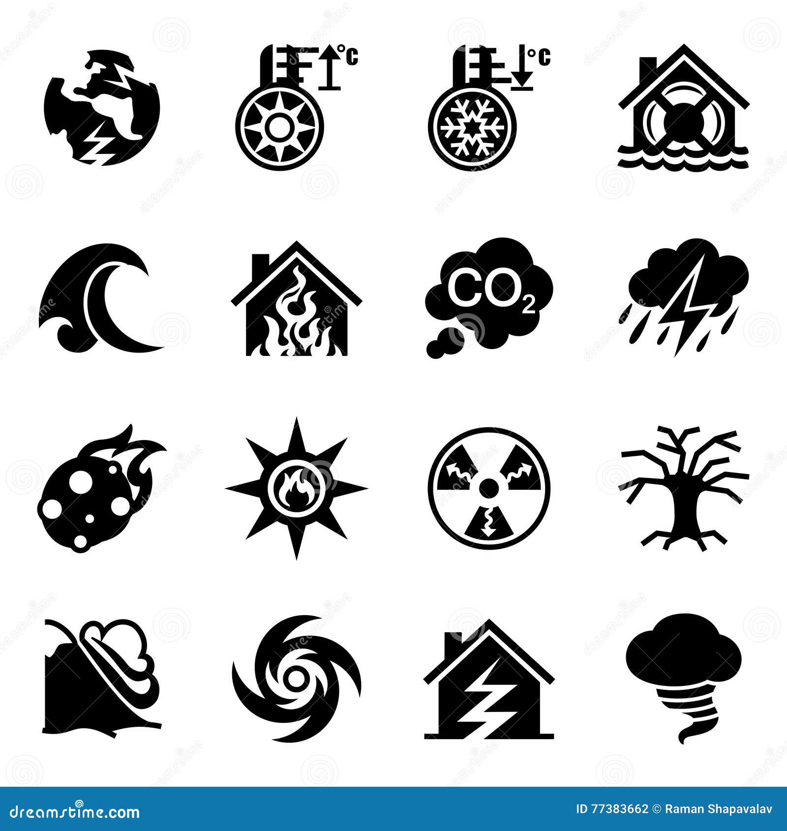 Vector Disaster icon set stock vector. Illustration of symbol - 77383662