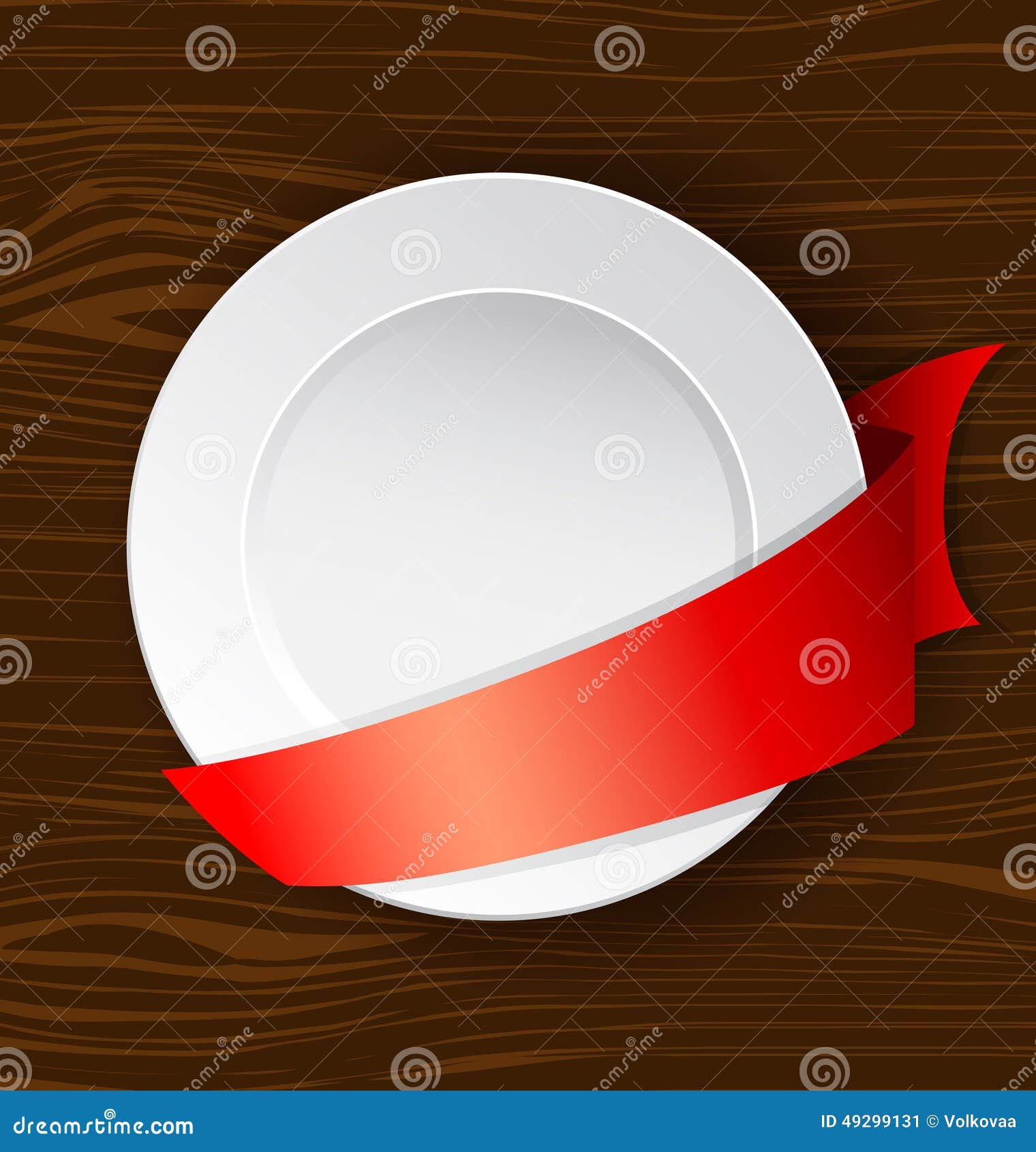 Vector Dish with Red Ribbon Stock Vector - Illustration of vector, menu ...